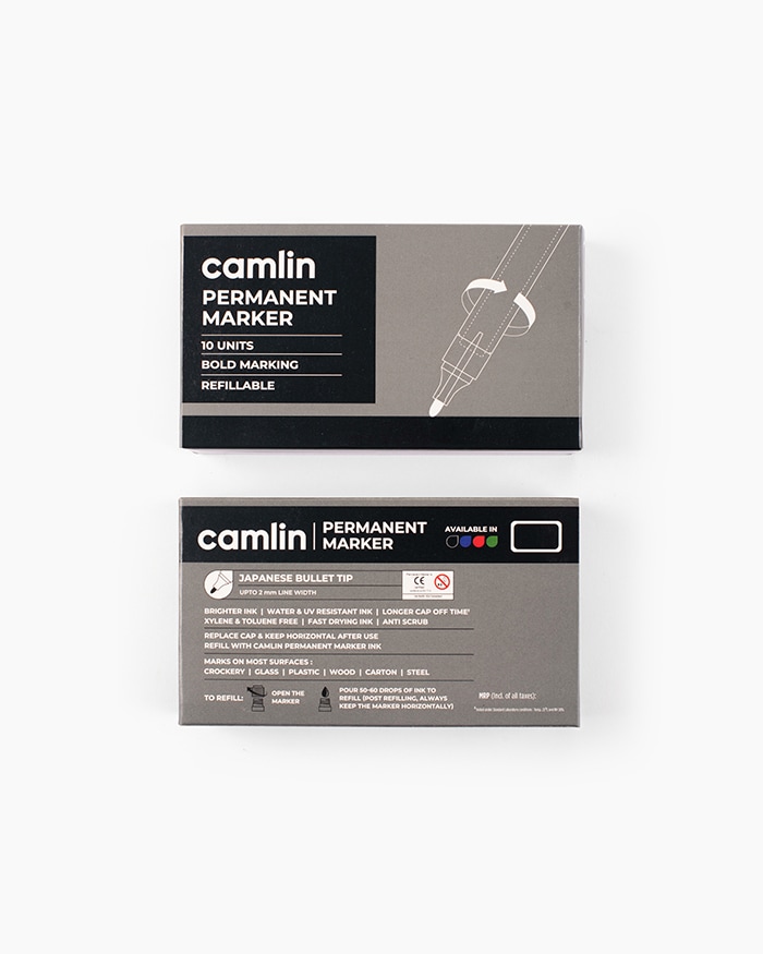Buy Camlin Permanent Markers Carton of 10 markers in Black shade ...